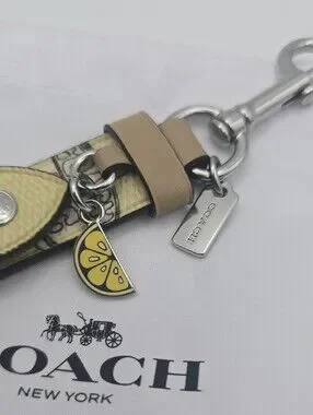 Coach | Accessories | Coach Yellow Lemon Leather Key Fobbag Charm W ...